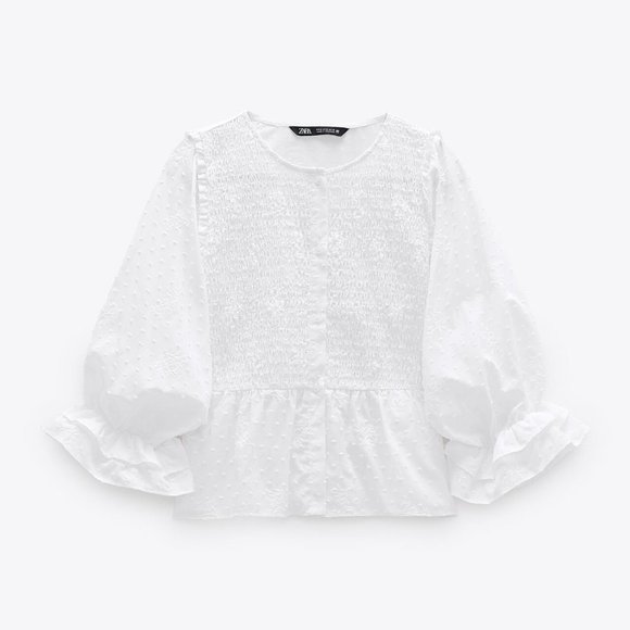 Zara | Tops | Zara Embroidered Dotted Mesh Top7969222cotton | Poshmark